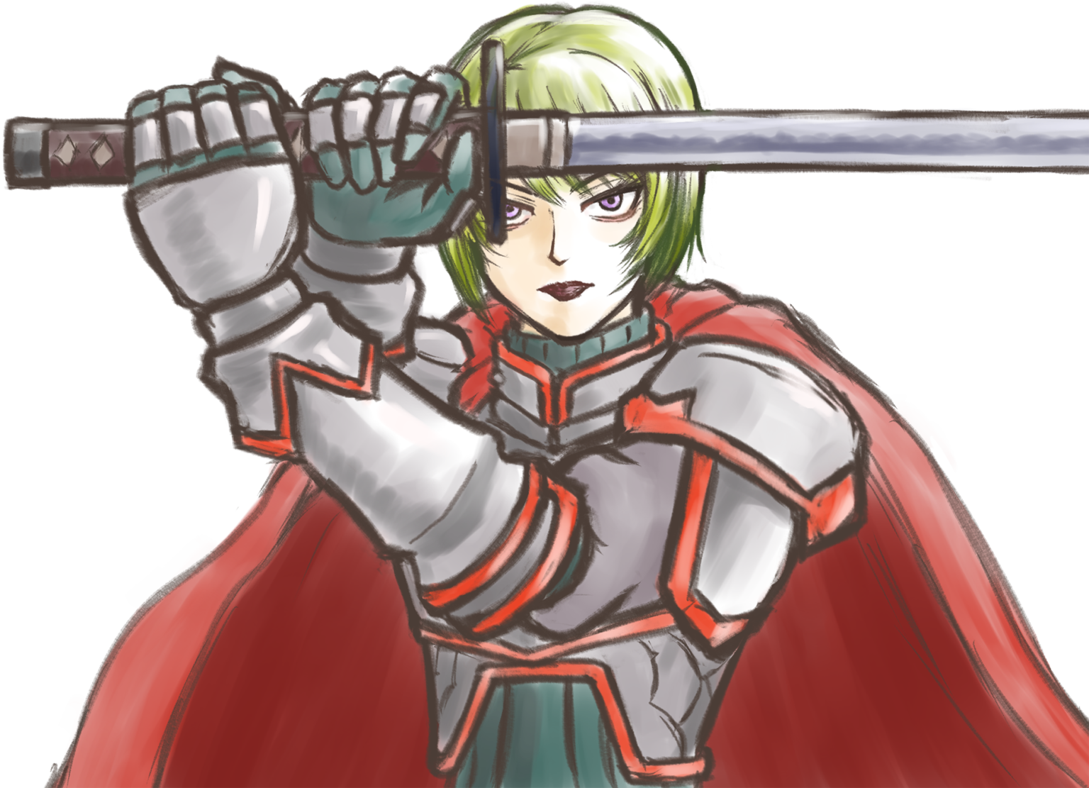 RPGツクールMV、刀を構えるテレーゼの素材 | ケイジェイのイラストとゲーム制作